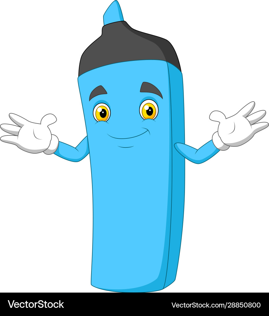 Cartoon character highlighter waving hand Vector Image