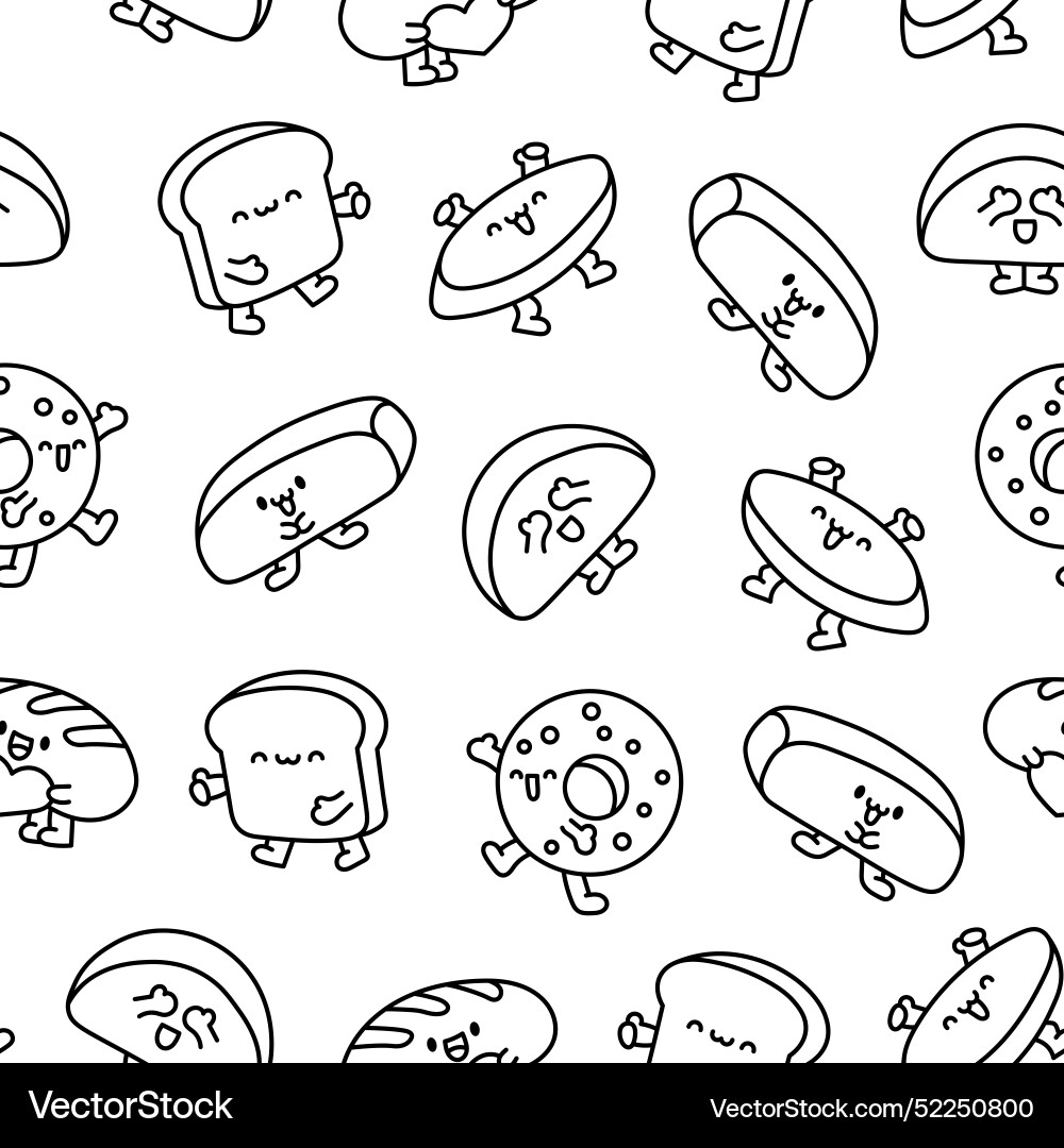 Cartoon happy bread coloring page Royalty Free Vector Image