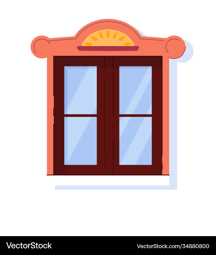 Classic wooden window frame home exterior design Vector Image