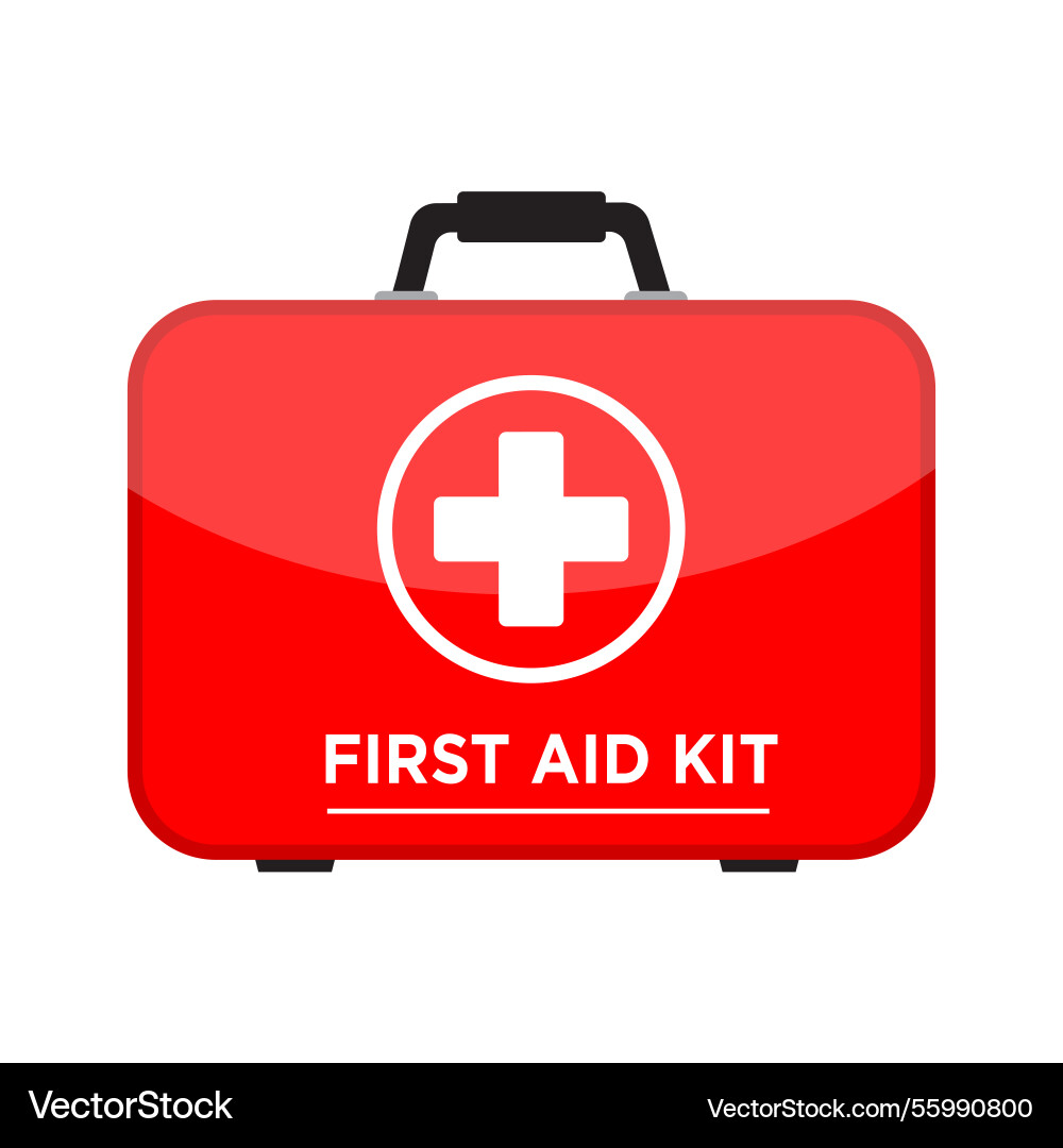 First aid kit red medical bag design Royalty Free Vector