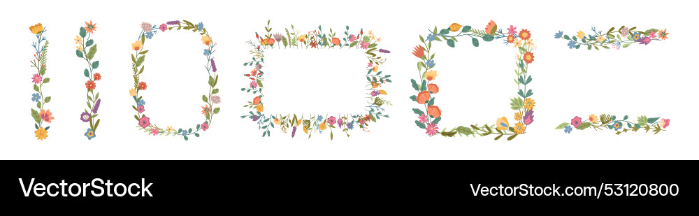 Flower frames and borders compositions Royalty Free Vector