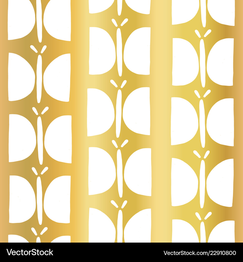 Gold foil butterfly seamless pattern Royalty Free Vector