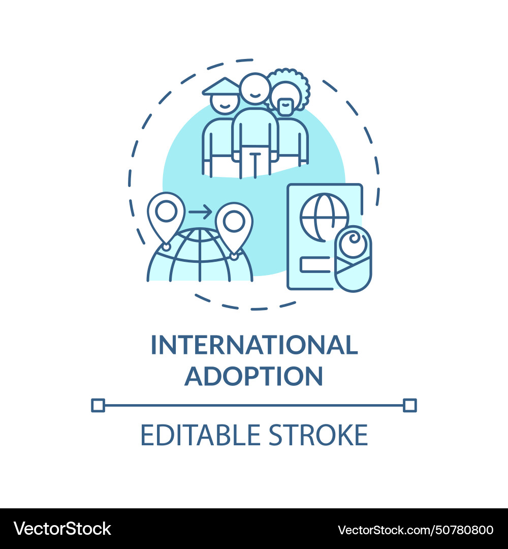 International adoption soft blue concept icon Vector Image