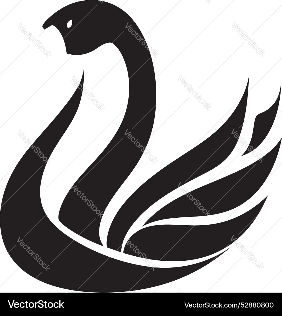 Majestic swan badge graceful reflection Royalty Free Vector
