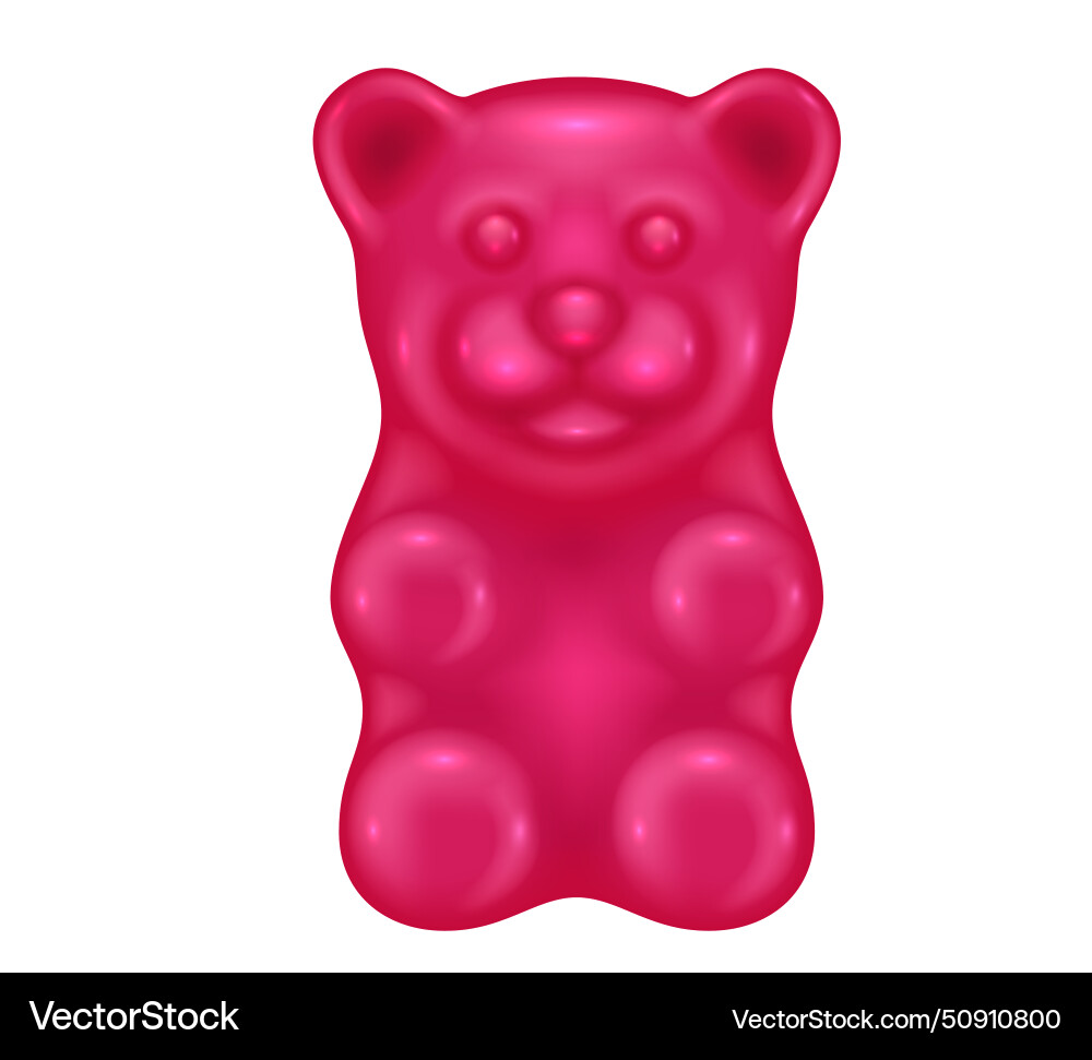 Pink gummy bear candy 3d realistic Royalty Free Vector Image