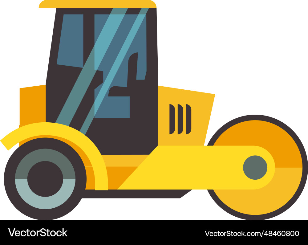 Road roller flat icon steamroller side view Vector Image