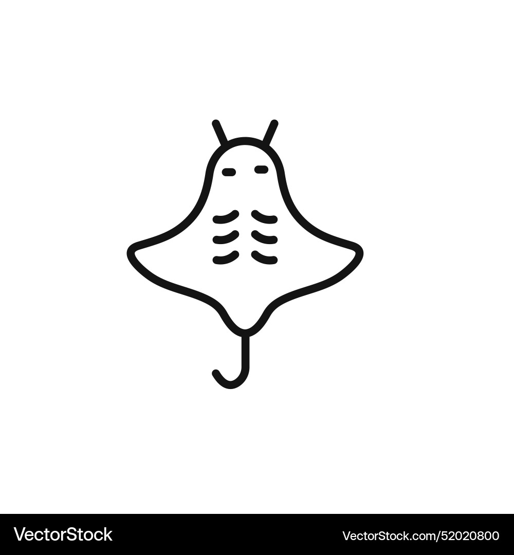 Stingray icon outline collection in black Vector Image