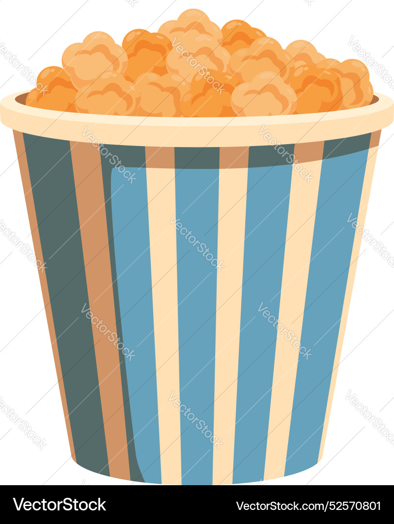 Classic striped popcorn bucket overflowing Vector Image