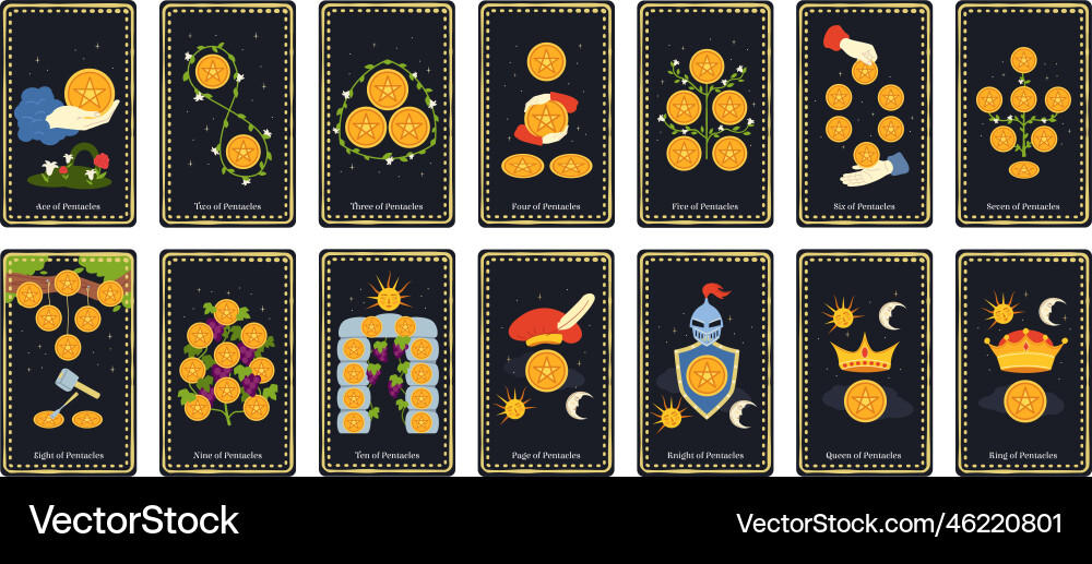 Coins Tarot - Ace of Pentacles Royalty Free Vector Image