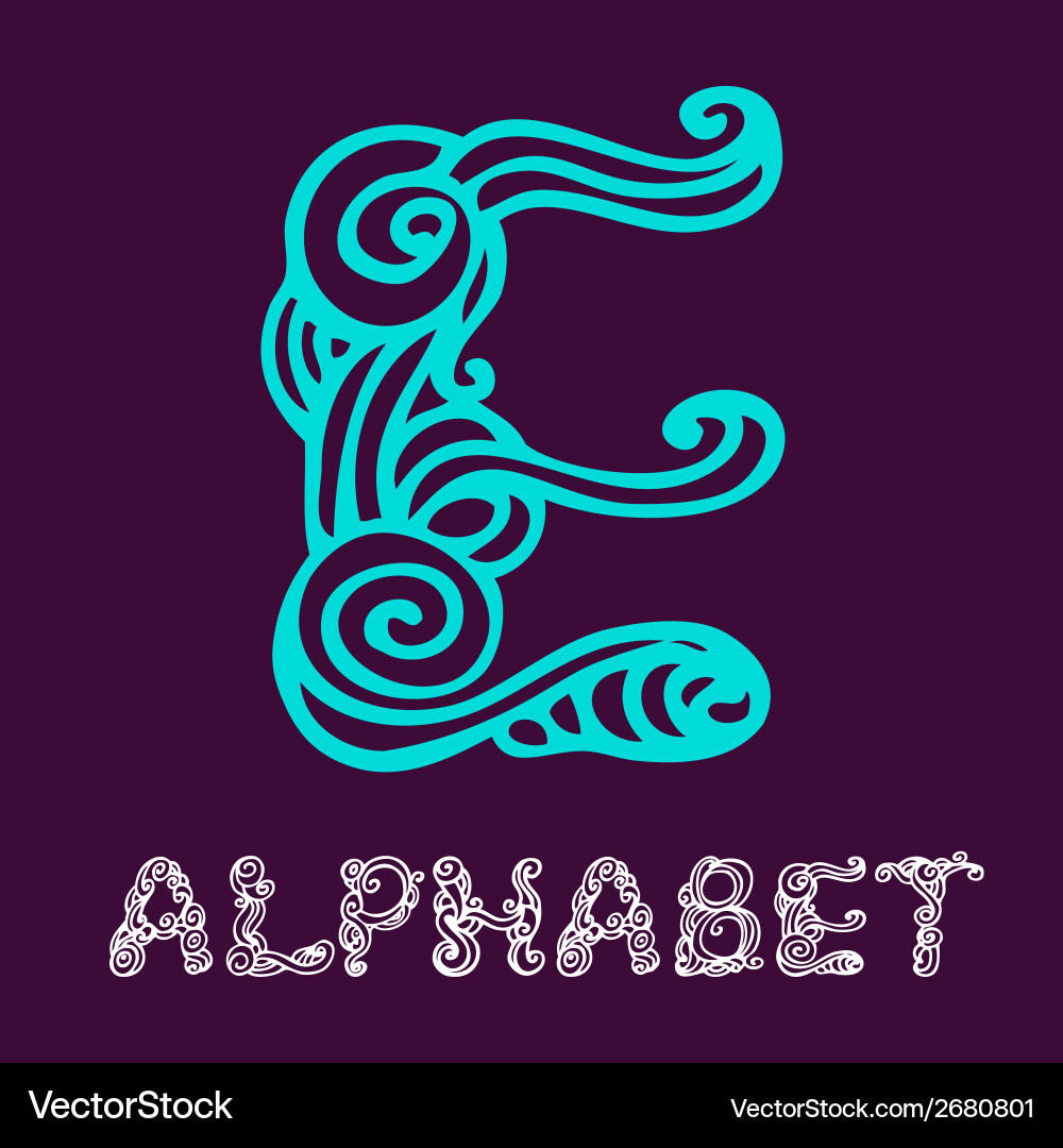 Doodle hand drawn sketch alphabet letter e Vector Image