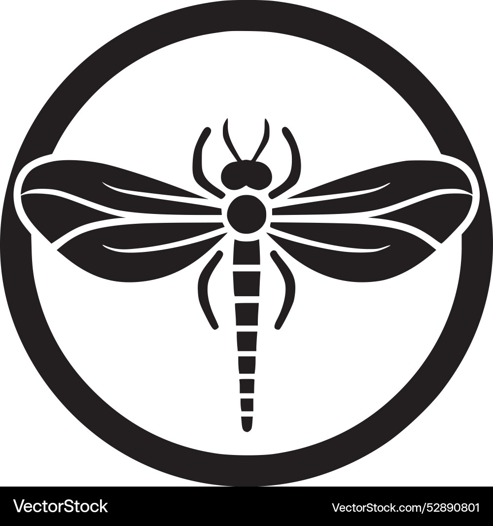 Dragonfly - black and white isolated icon Vector Image