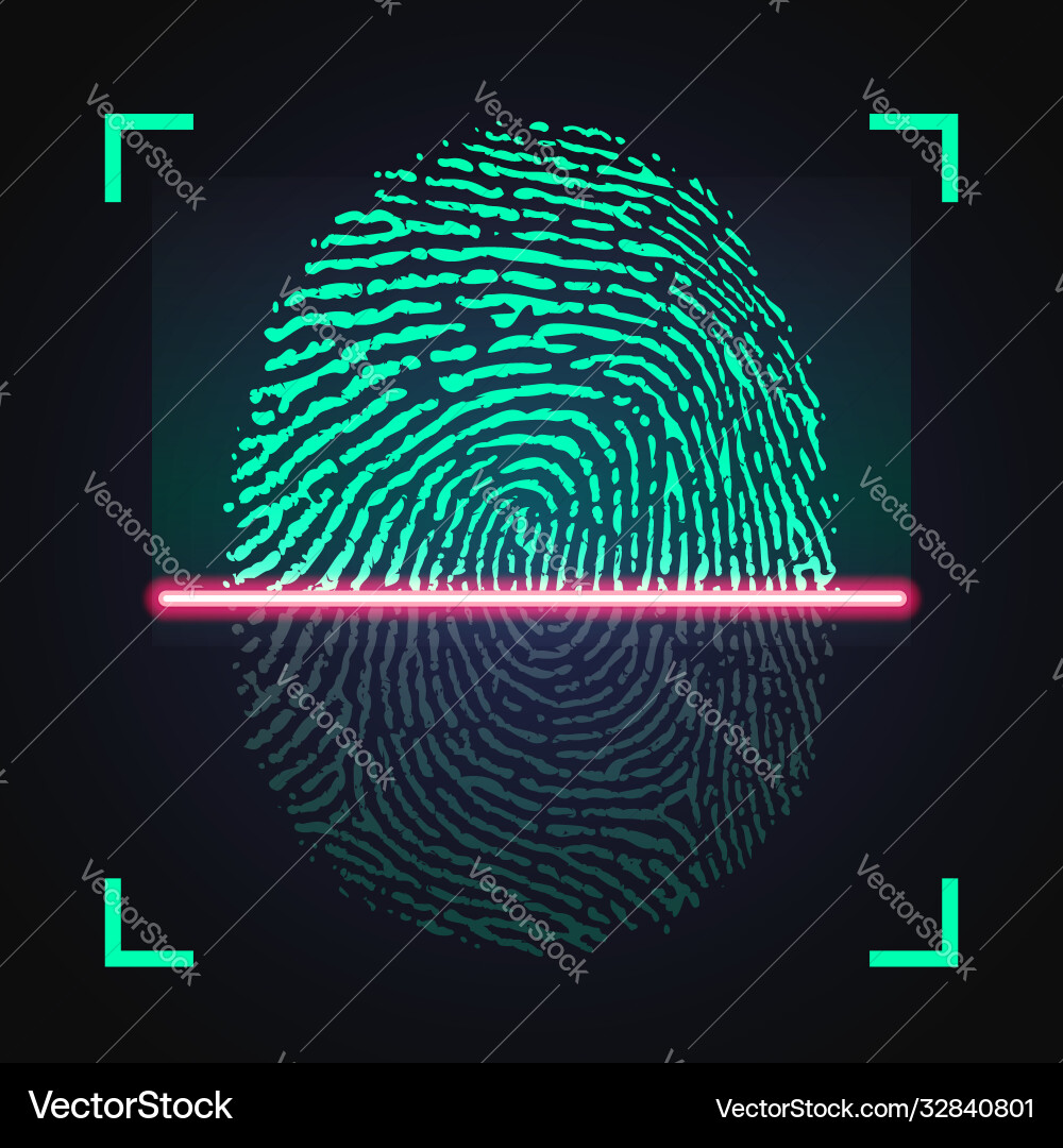 Laser scanning fingerprint digital Royalty Free Vector Image