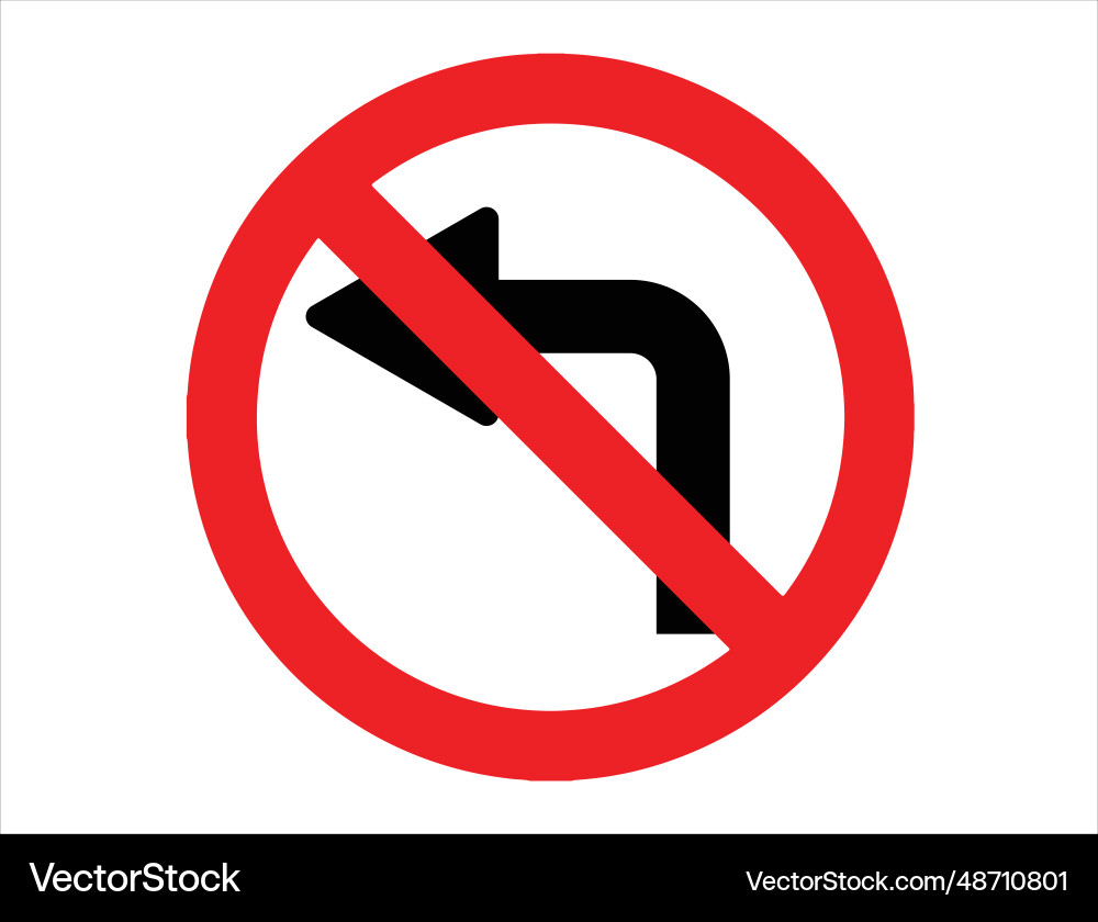 No left turn road sign art Royalty Free Vector Image