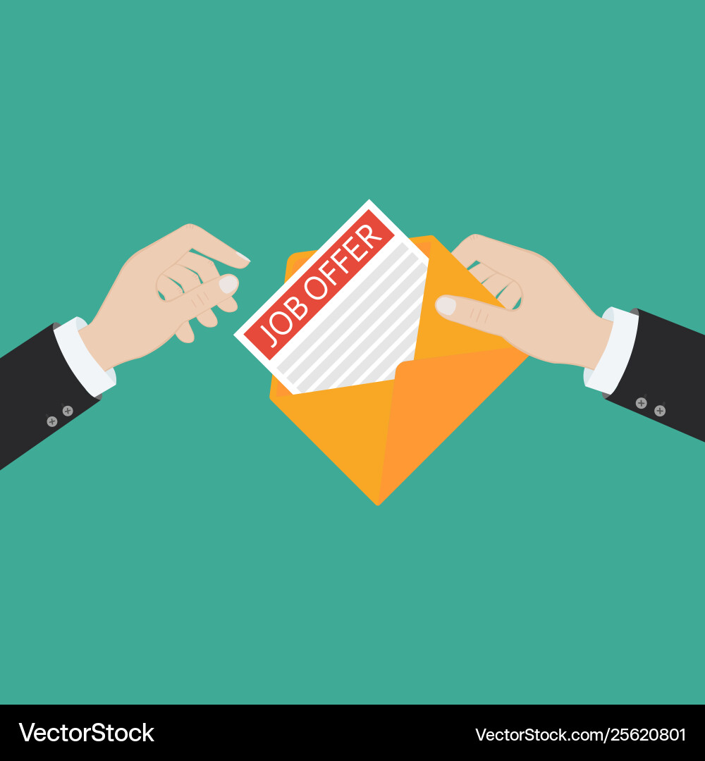 Open envelope with job offer message flat design Vector Image