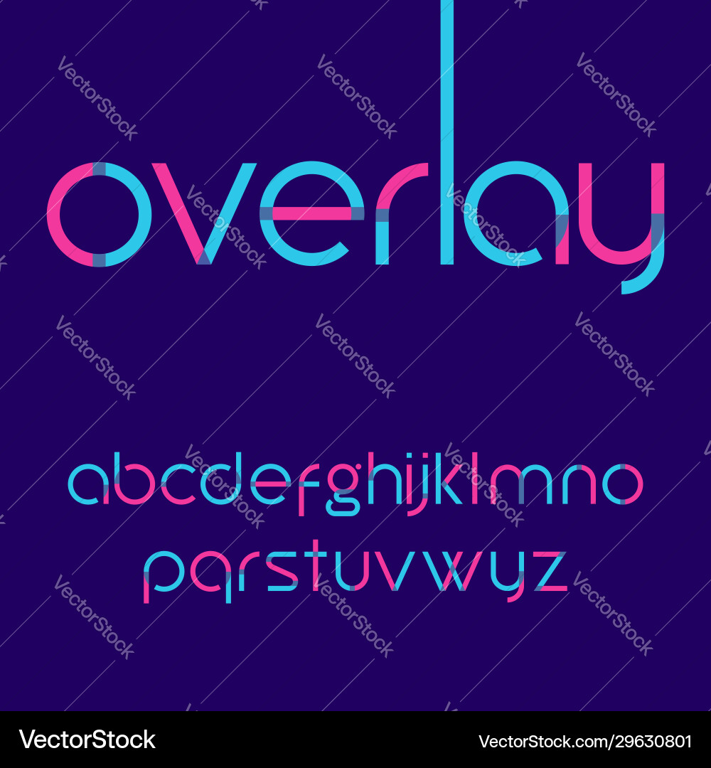 Overlay font typeface Royalty Free Vector Image
