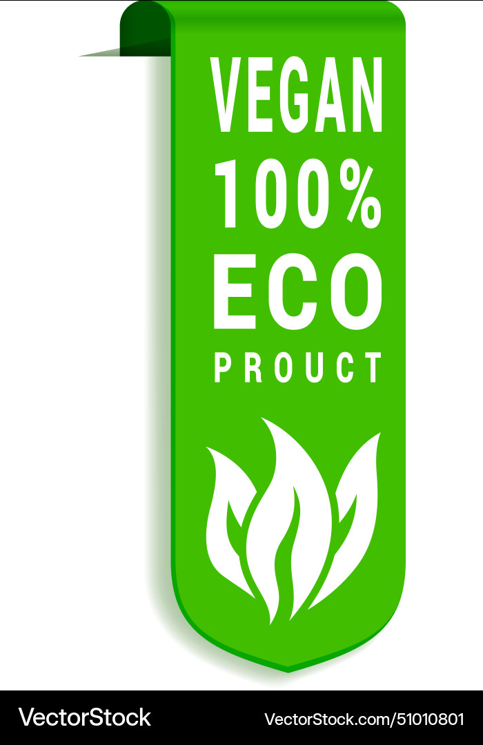 Vegan eco product green vertical label design Vector Image