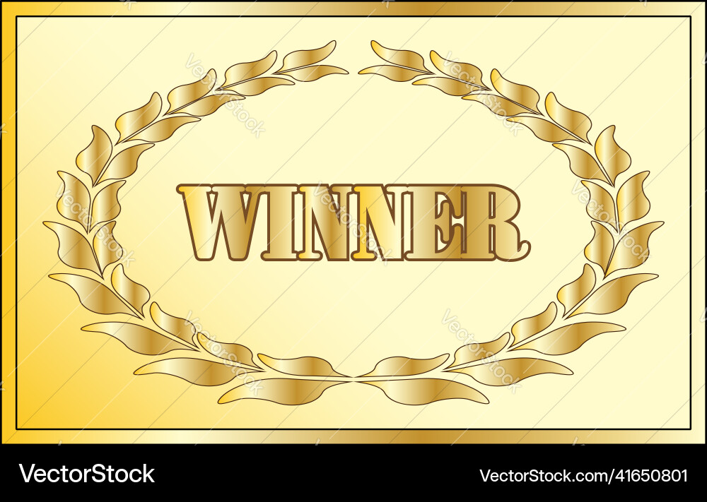 Winner gold plate Royalty Free Vector Image - VectorStock