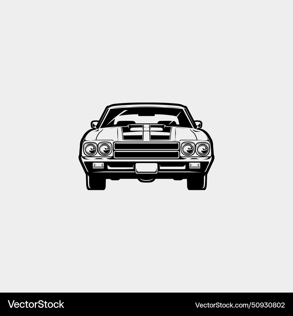American muscle car front view art Royalty Free Vector Image