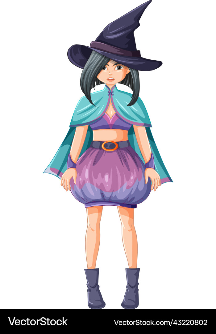 Beautiful witch cartoon character Royalty Free Vector Image