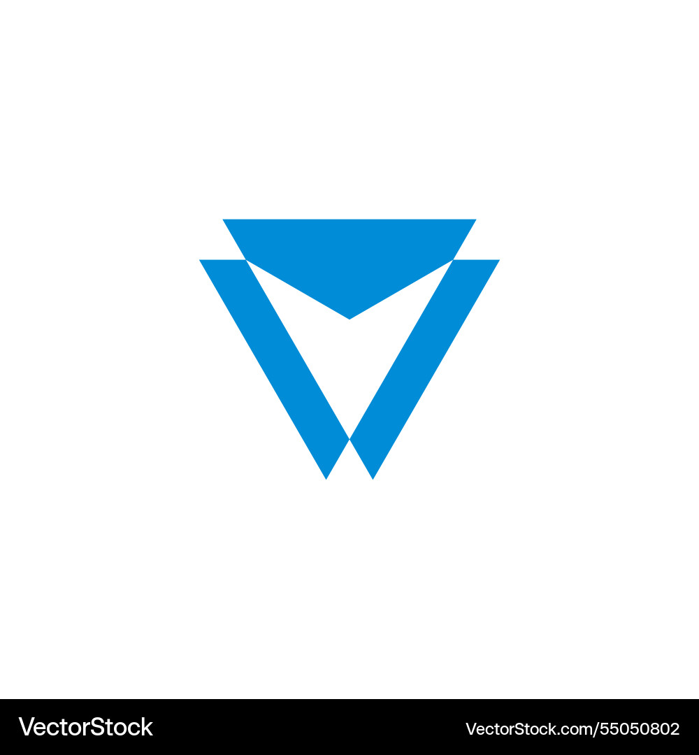 Blue emblem triangles v geometric logo Royalty Free Vector