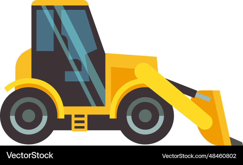 Front loader construction vehicle side view flat Vector Image
