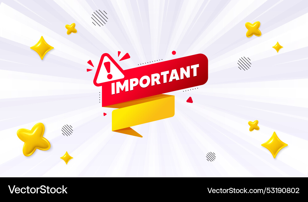 Important paper banner attention message tag Vector Image