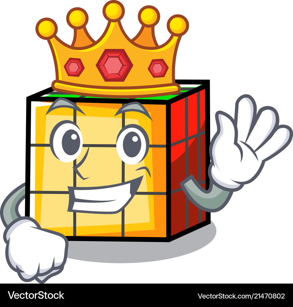 King rubik cube mascot cartoon Royalty Free Vector Image