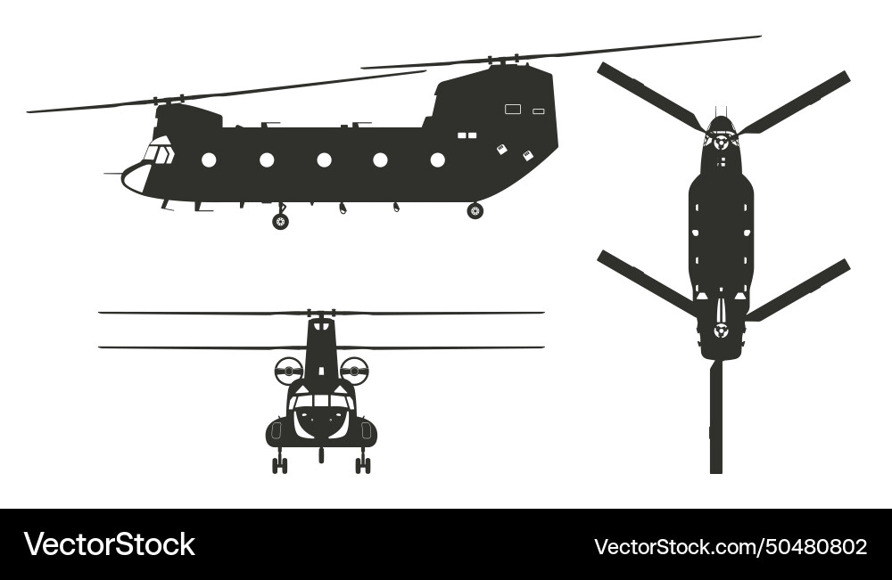Military Helicopter Silhouette Royalty Free Vector Image