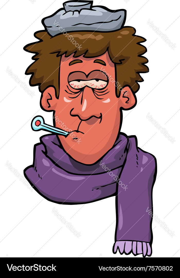 Sick man head Royalty Free Vector Image - VectorStock