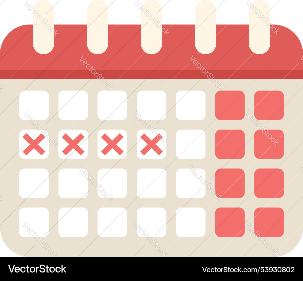 Weekly Calendar with Marked Days Royalty Free Vector Image