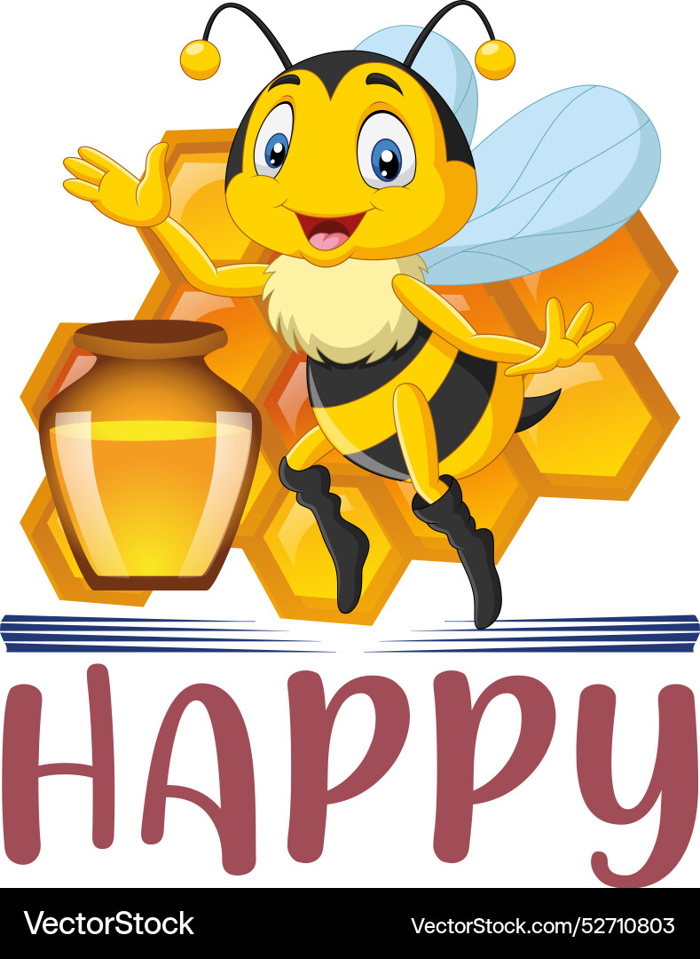 Bee happy t-shirt design image Royalty Free Vector Image