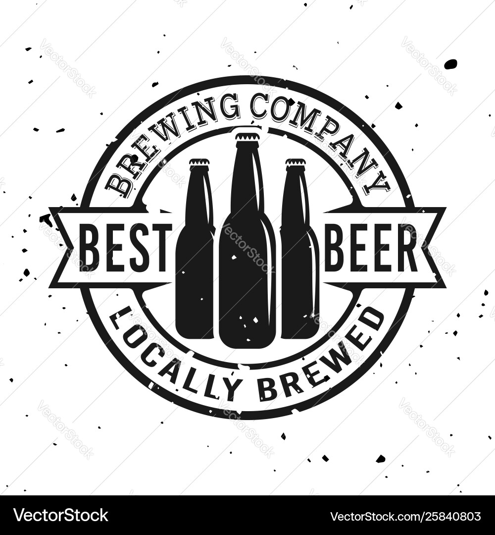 Beer bottles round emblem label or logo Royalty Free Vector