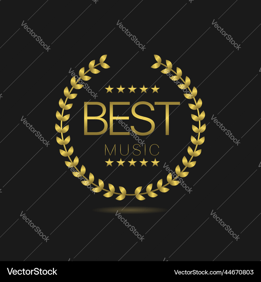 Best music award golden laurel wreath Royalty Free Vector