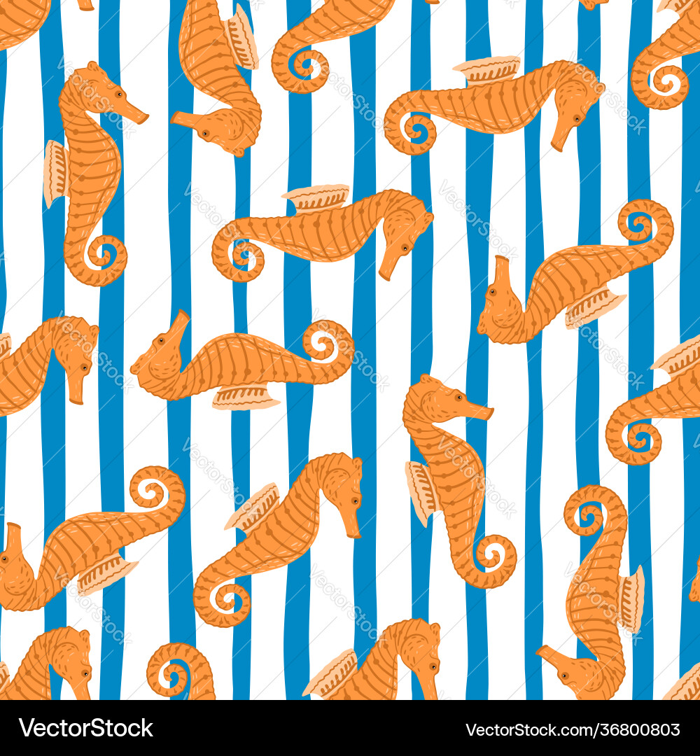 Bright aquatic seamless pattern with orange Vector Image