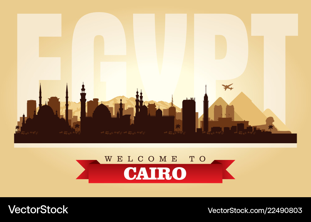 Cairo egypt city skyline silhouette Royalty Free Vector