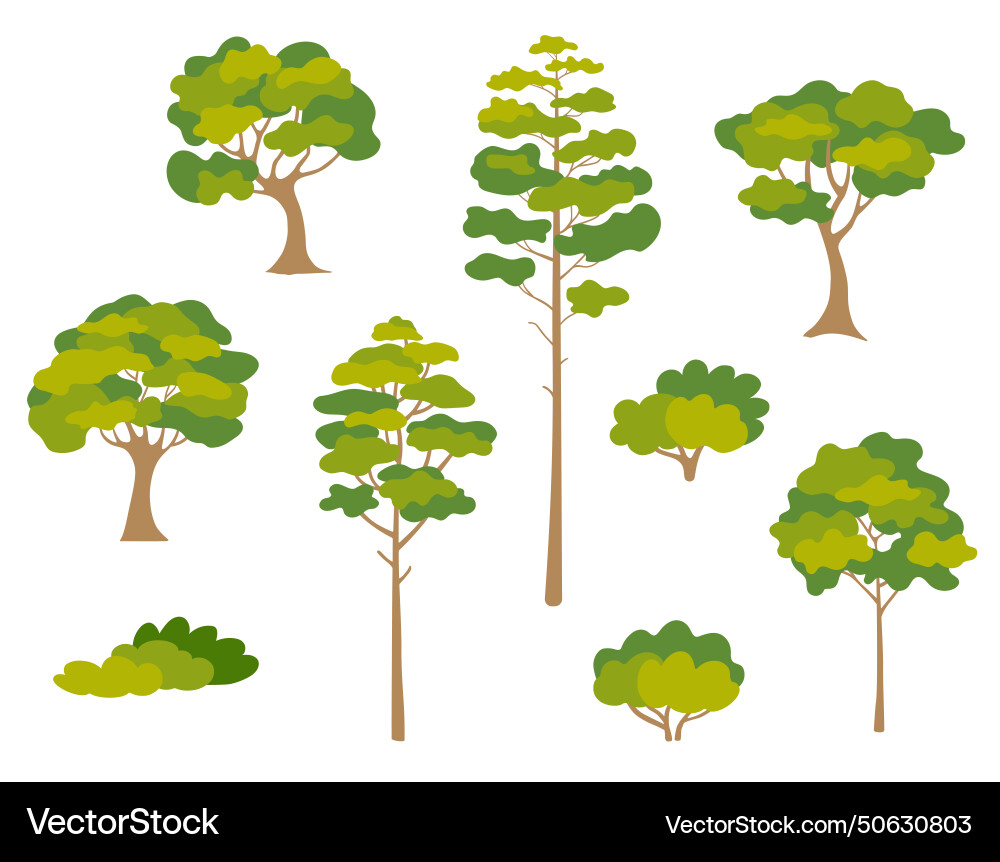 Collection of abstract stylized trees Royalty Free Vector