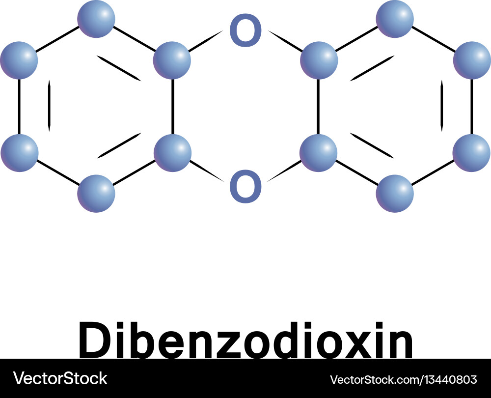 Dibenzodioxin heterocyclic organic compound Vector Image