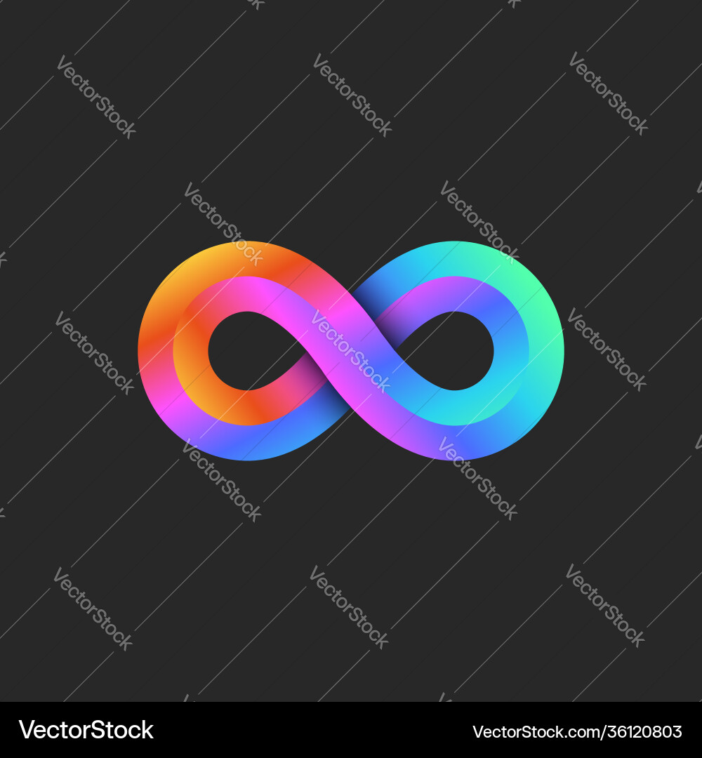 Infinity logo 3d geometric shape bright gradient Vector Image
