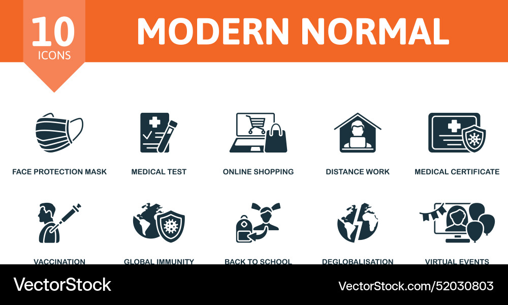 Modern normal icon set face protection mask Vector Image