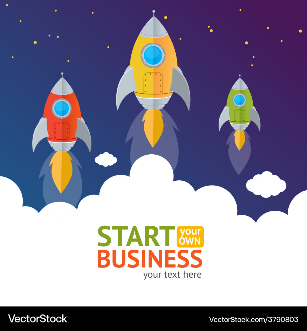 Rockets card Royalty Free Vector Image - VectorStock