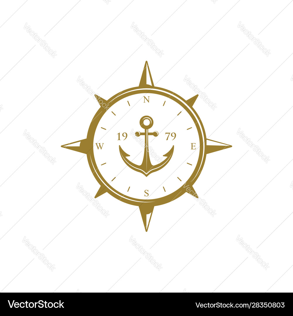 Sailor compass with anchor logo badge or insignia Vector Image