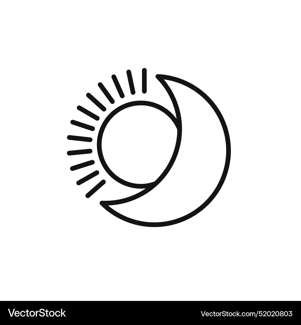 Sun and moon icon outline collection in black Vector Image