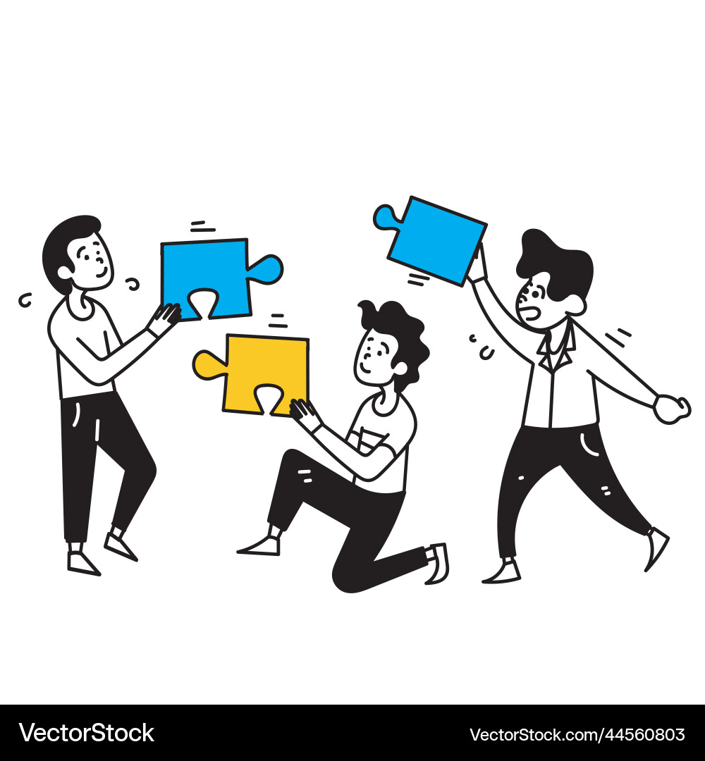 Teamwork Puzzle Collaboration Royalty Free Vector Image