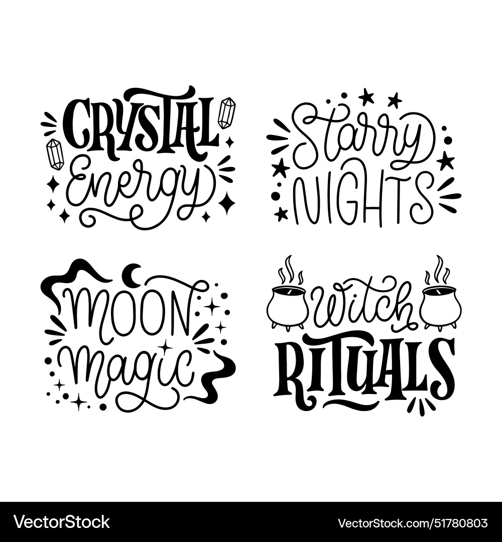 There are four handdrawn phrases presented Vector Image