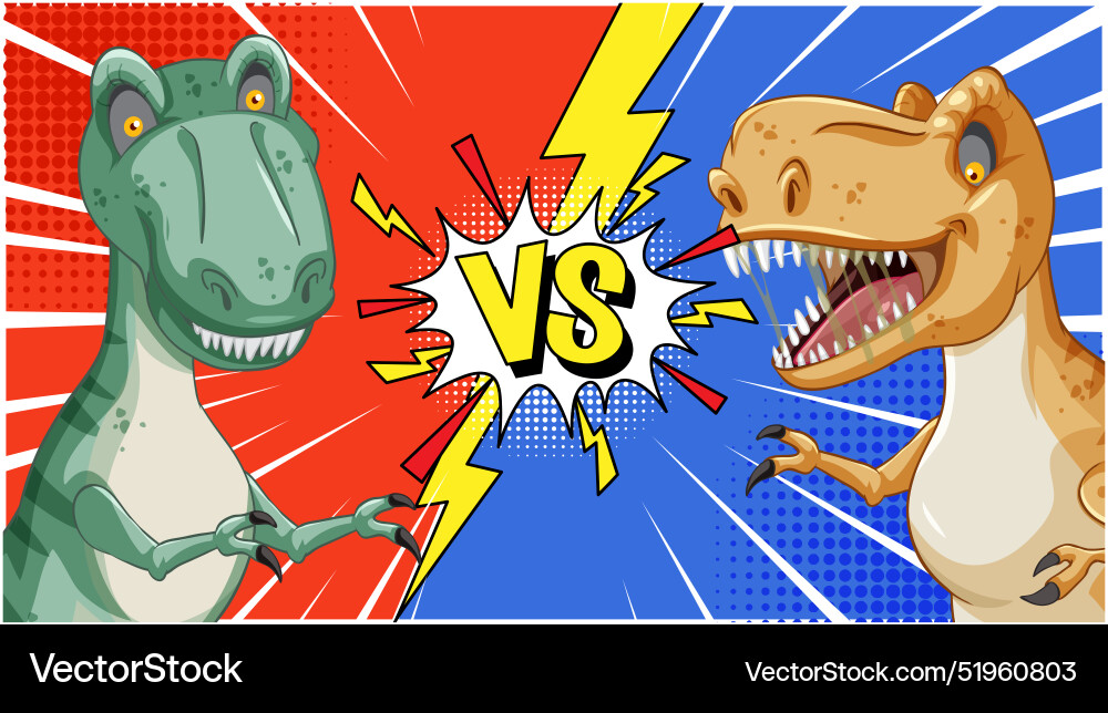 Two dinosaurs face off in a duel Royalty Free Vector Image