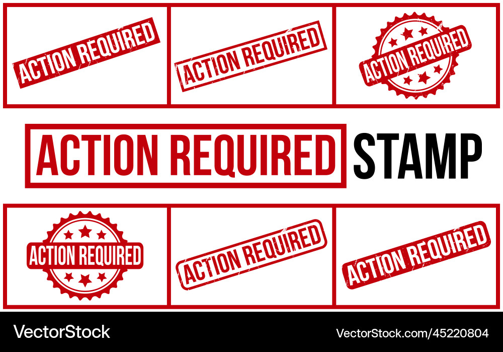 Action required rubber stamp set Royalty Free Vector Image