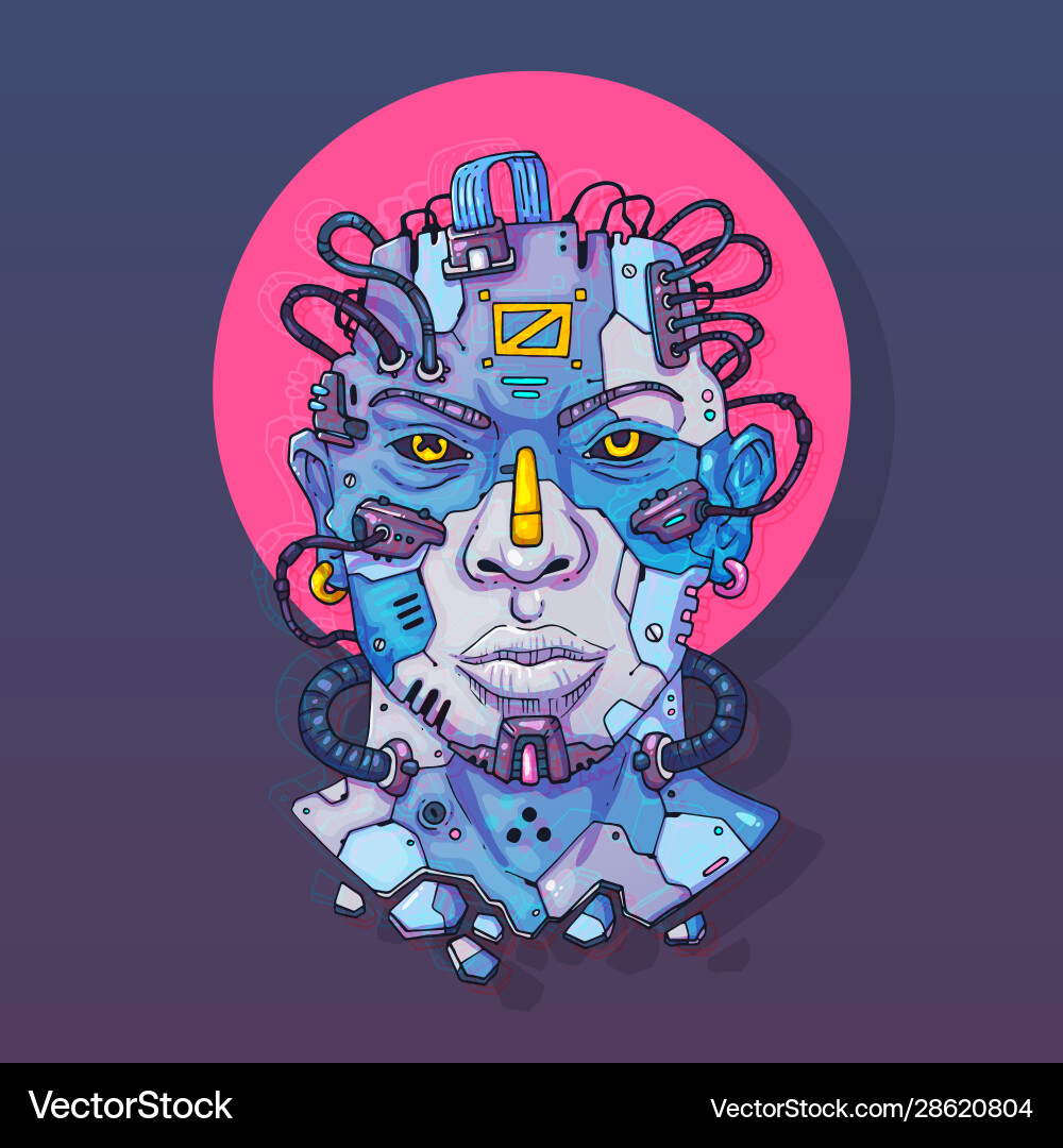 Character face in futuristic virtual style cyber Vector Image