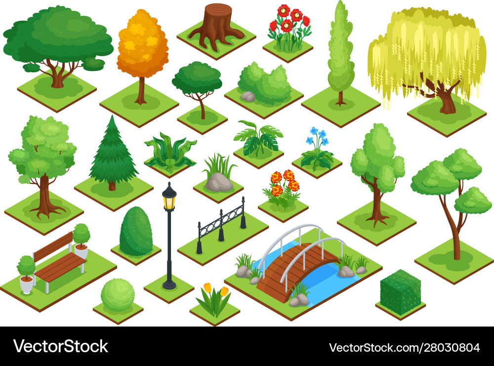 City park element set Royalty Free Vector Image