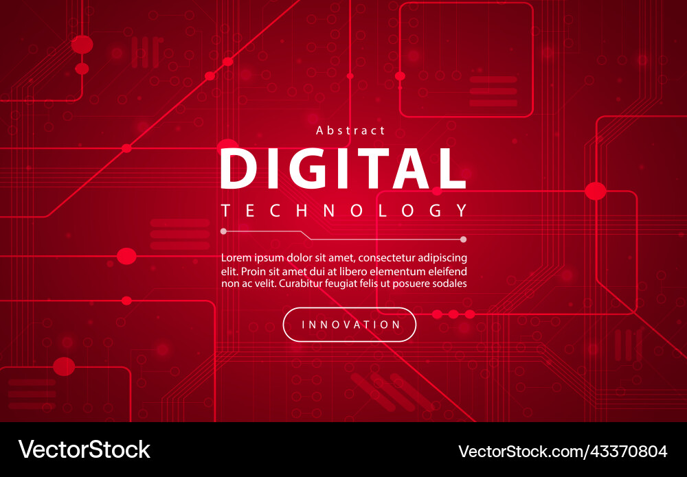 Digitale Technologie Banner rote Hintergrundkonzept