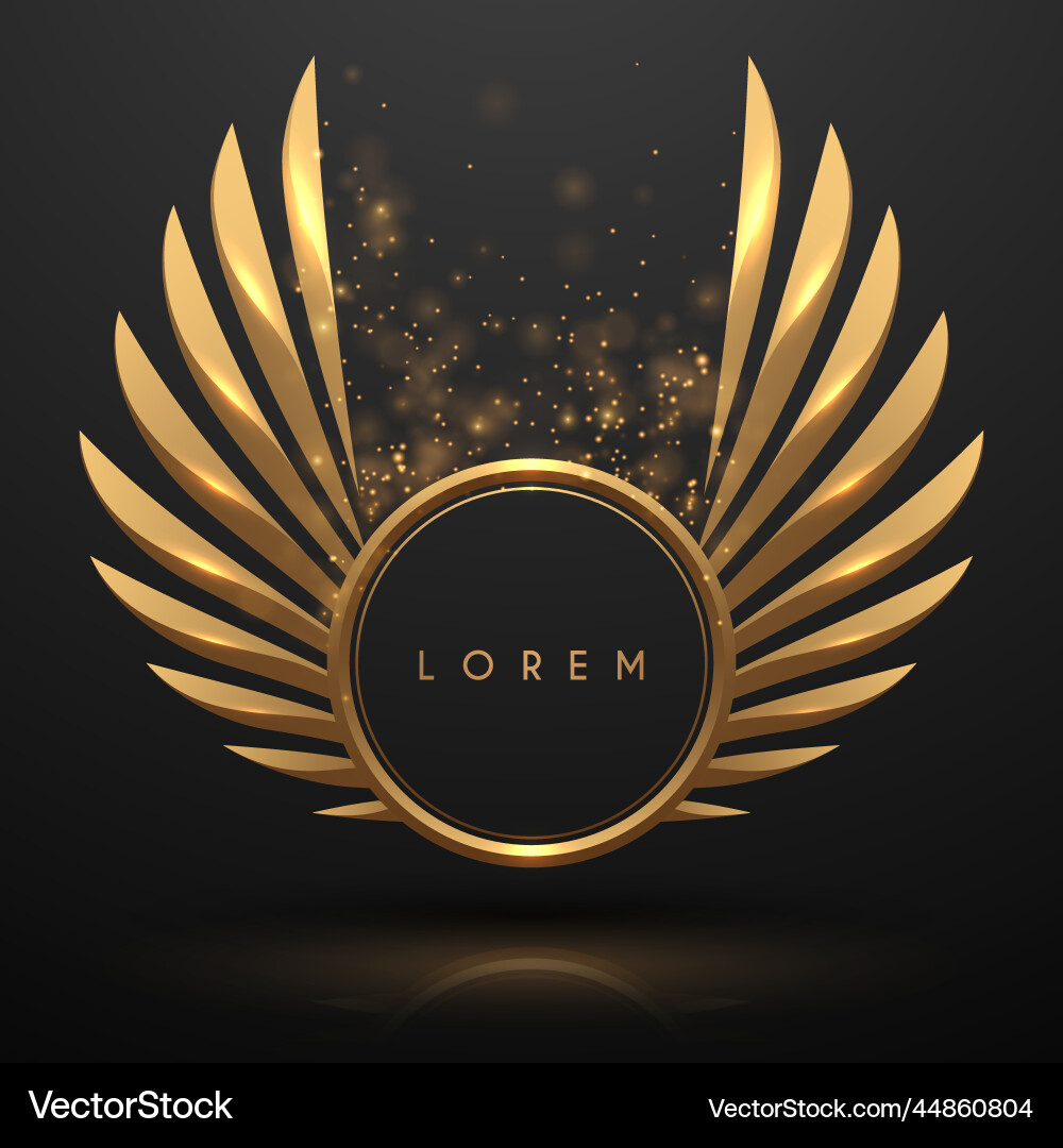 Golden circle frame with rings on black background